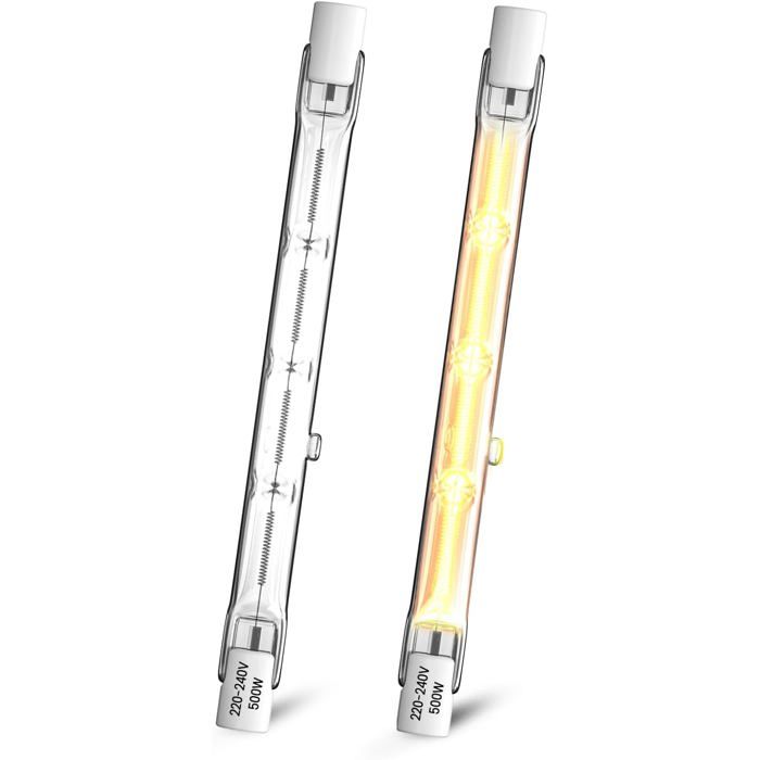 Ampoule halogène R7S 118mm-Lot de 2 ampoules 500W dimmables blanc chaud ...