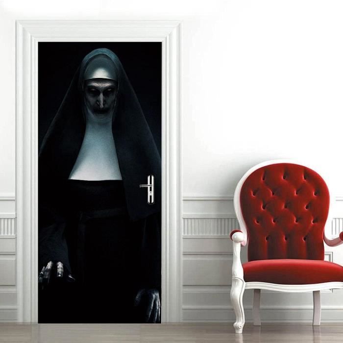 Poster De Porte Adhesif Halloween Sorcière Effrayante Sticker Porte ...