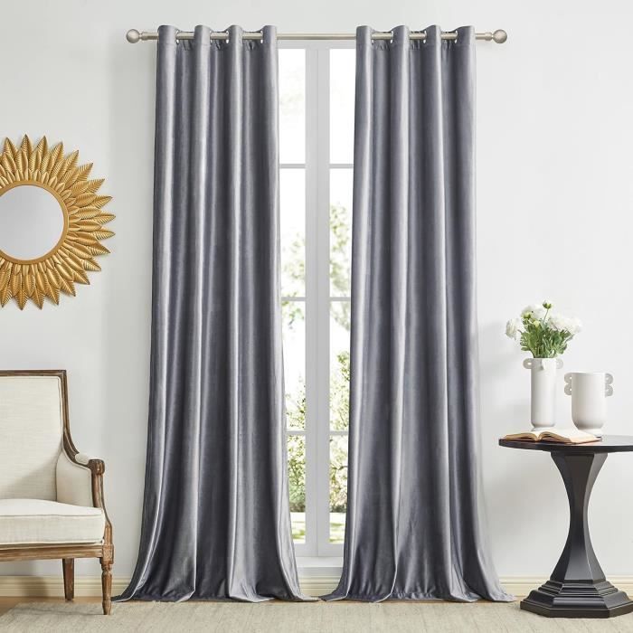 Rideaux Décoratifs Gris, 132 X 175 Cm (Large X Longue) Velours Salon ...