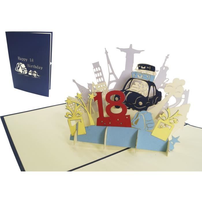 Lin Pop Up Cartes de vux Anniversaire 18 gebur bleu - 16 - Cdiscount ...