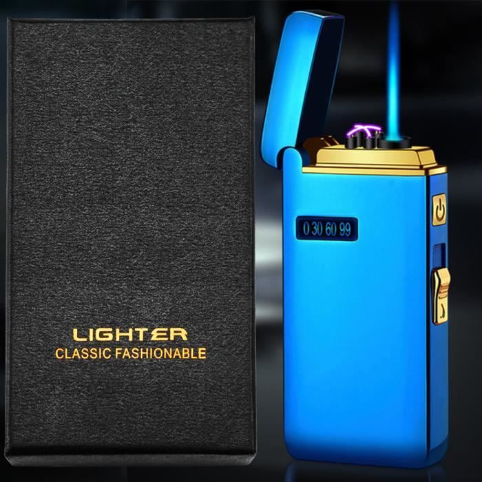 Briquet USB en métal gaz et électrique torche Turbo Jet double Arc LED ...