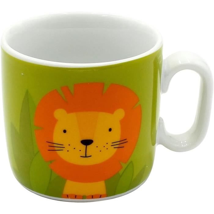 Mug Avec Anse-Lion-Inscription « Mutig & Wild-H-Ø Env. 6,8 X 7,4 Cm Capacité 150 Ml Porcelaine ...