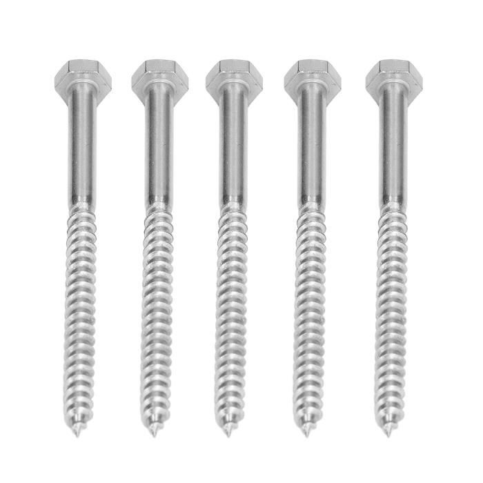 GOTOTOP vis à tête autotaraudeuse en bois Vis à tête hexagonale en bois à demi-filetage en acier ...