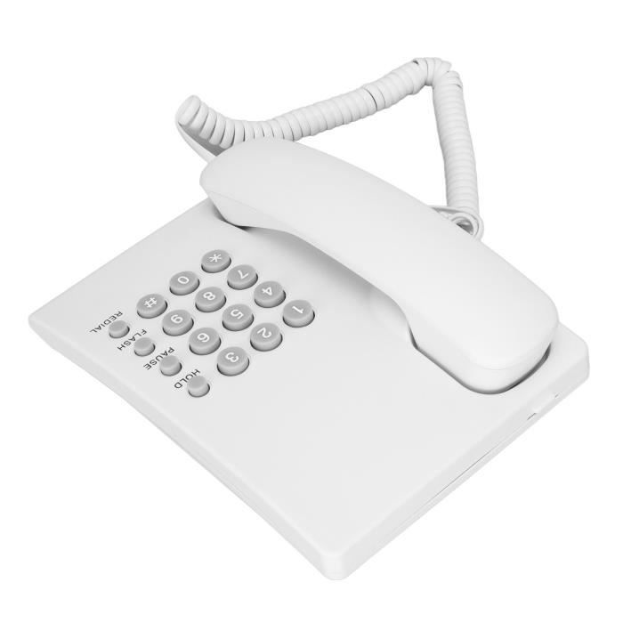 HURRISE Téléphone filaire de bureau Téléphone mural de bureau, recomposition du dernier numéro ...