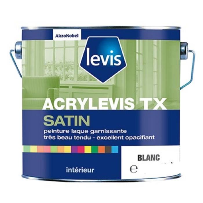 Peinture LEVIS ACRYLEVIS TX Satin Blanc 2,5L Intérieur murs, bois, PVC - Cdiscount Bricolage