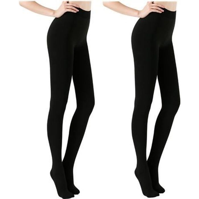 Collants opaques d'hiver - Femme - 2 paires - Doublés en polaire ...