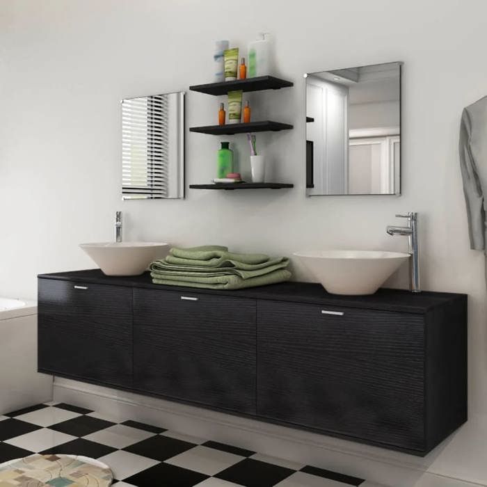 VidaXL Ensemble 8 pcs de mobilier meuble de salle de bain et lavabo ...