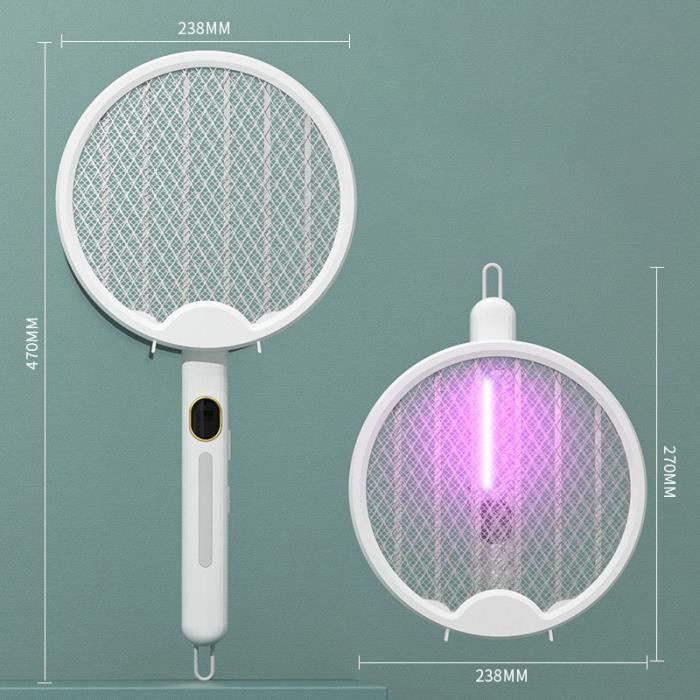 Raquette Anti-moustiques Électrique Pliante YESCUSTOM Tapette à Moustique Tueur UV Automatique ...