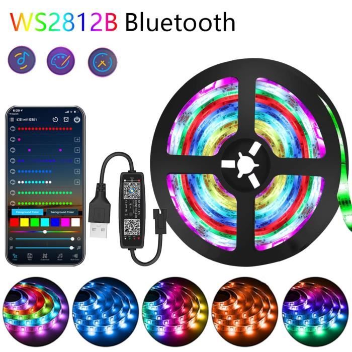 BANDE LED,WS2812B Bluetooth-5m Full Set--Bande lumineuse LED WS2812B-RGB 5050, 1m 30m, Bluetooth ...