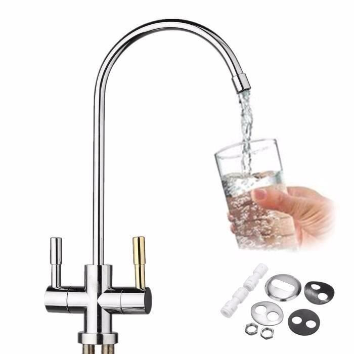 360° 1/4 " osmose inverse filtre à eau robinet faucet evier en acier ...