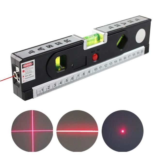 Règle laser,--Aligneur De Niveau Laser 4 En 1, Lasers Verticaux Horizontaux, Outil De ...