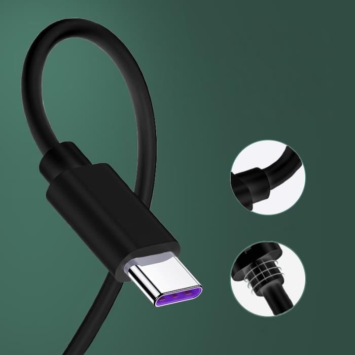 Black-1.5m -câble USB 5A Type C blanc Super chargeur,pour Huawei P30 P20 Pro lite mate 20 10 Pro ...