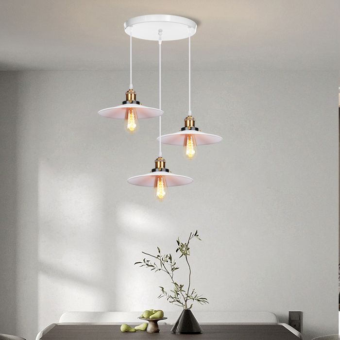 Suspension luminaire - SMOTOP - 3x E27 - Métal blanc Ø22 cm - Rétro ...