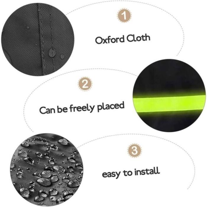1 housse table jardin ronde Oxford noir imperméable anti-UV extérieur ...