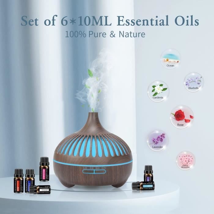 Diffuseur Huiles Essentielles Diffuseur 450Ml Diffuseur Huile Essentielle Maison Avec 6 ...