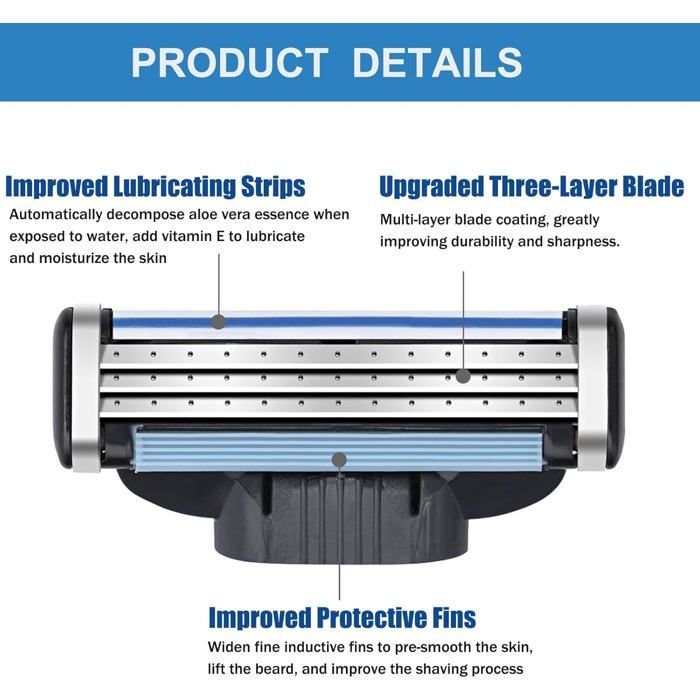 20 Pcs Lames de Rasoir Mach 3,Lame mach 3,Lame de Rasoir Mach 3,Lame ...