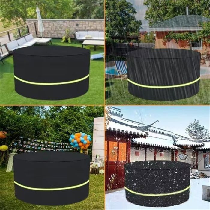 1 housse table jardin ronde Oxford noir imperméable anti-UV extérieur ...