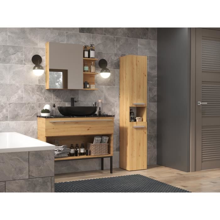 HORTI - Meuble salle de bain avec panier à linge - 31x30x174cm ...