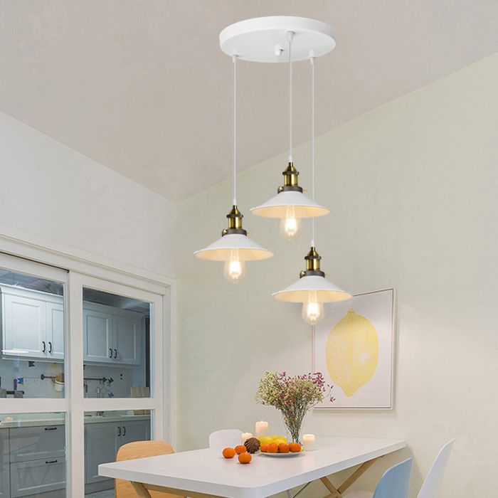 Suspension luminaire - SMOTOP - 3x E27 - Métal blanc Ø22 cm - Rétro ...