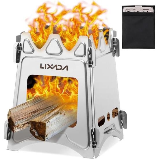 Rechaud Bois Poêle à Bois Mini Pliable Réchaud de Camping Hobo Poêle ...