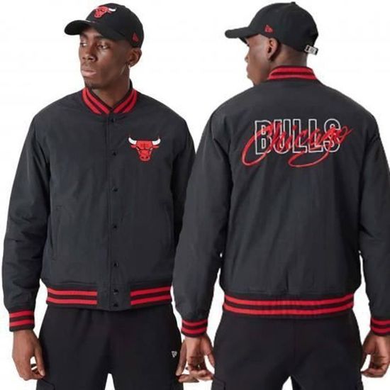 Veste Bomber Chicago Bulls NBA - NEW ERA - Rouge et Noir - Logo brodé ...