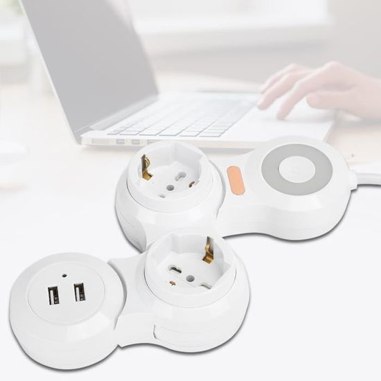 Multiprise - QIILU - 220V-250V - 2 Ports USB - Sécurité Enfants ...