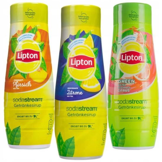 Set de 3 sirops pour Sodastream Lipton Ice Tea Lemon, Green, Peach ...