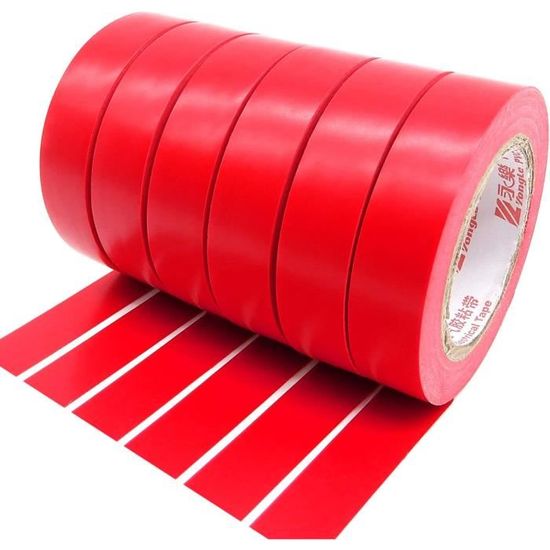 Lot De 6 Rouleaux De Ruban Isolant En Pvc Rouge 15 Mm X 15 M[g4874 ...