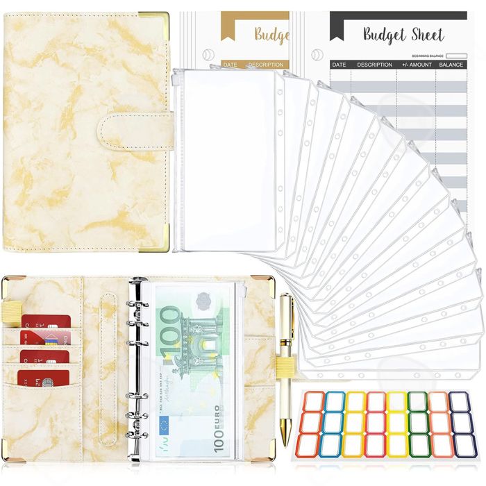 Carnet A6 carnet note cuir PU texture de marbre budget/planification ...