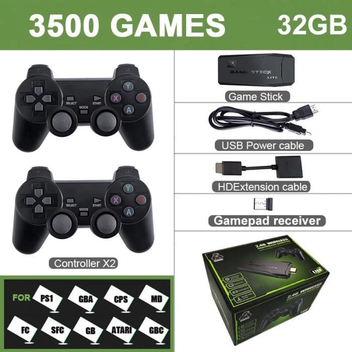 3500 avec 2P-Console De Jeux Vidéo Tv Hd Stick, 4k, 128 Go, 20000 Jeux ...