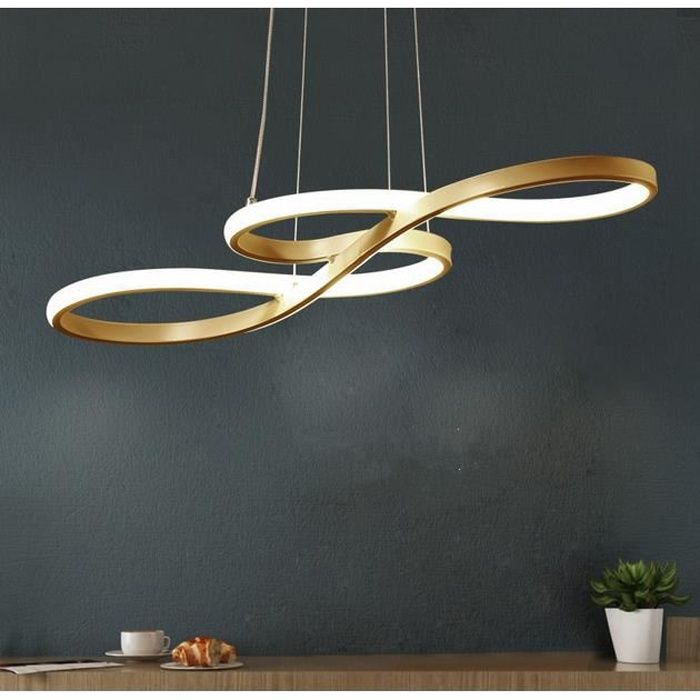 Lustre - suspension LED Courbé dimming avec télécommande Lustre Led ...