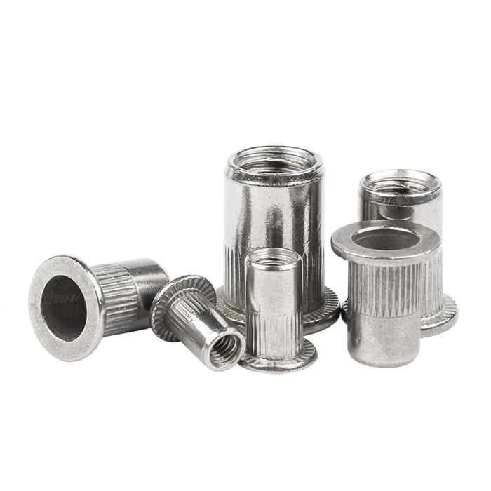 Lot de 10 écrous à riveter M10 A2-70 en acier inoxydable - Tête plate ...