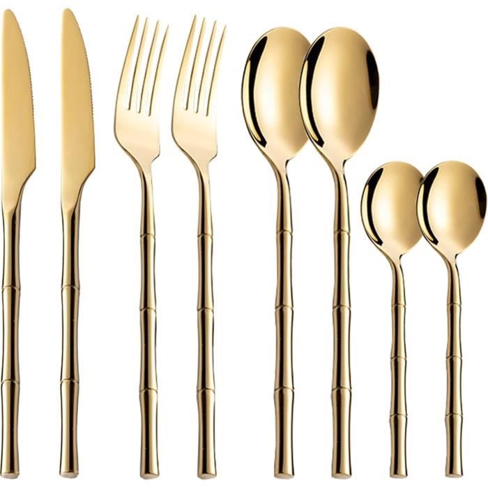 Ensemble De Cuillère À Couteau De Fourchette Gold Portable Couverts À ...