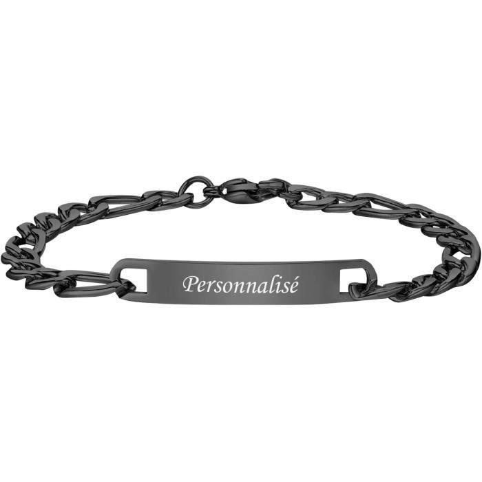 Gourmette Homme Personnalisable Bracelet Chaine - 316L Acier Inoxydable ...