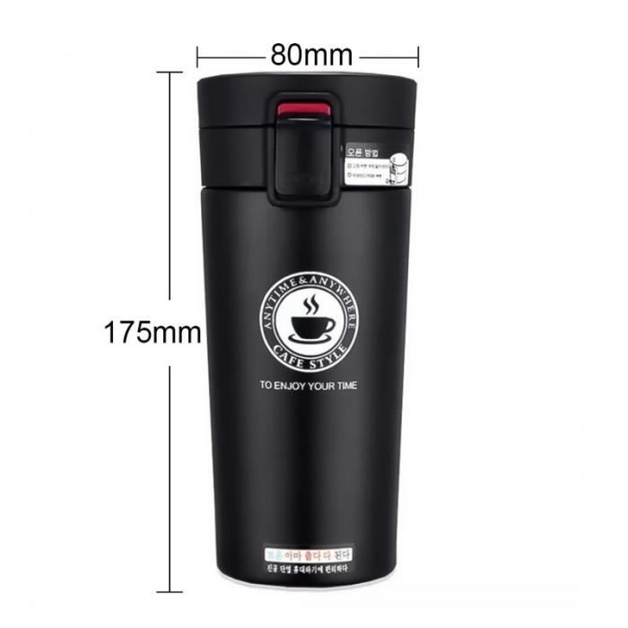 Gourde - Bouteille isotherme,Tasse à café en acier inoxydable 380 de 304 ml,Double,Thermos anti ...