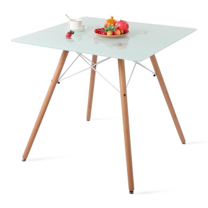 DORAFAIR Table à Manger carrée scandinave transparent - Cdiscount Maison
