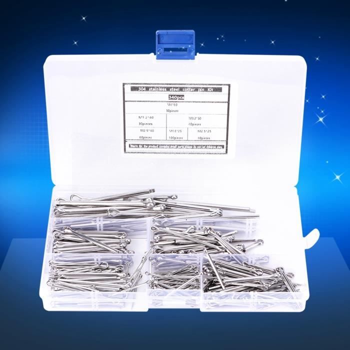 EJ.life Goupille fendue en acier inoxydable 340Pcs Kit d'assortiment de ...
