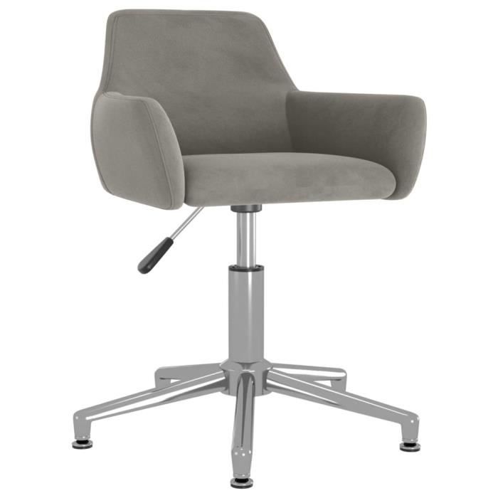 MEN-Chaise pivotante de bureau Gris clair Velours 3092731 - Cdiscount ...
