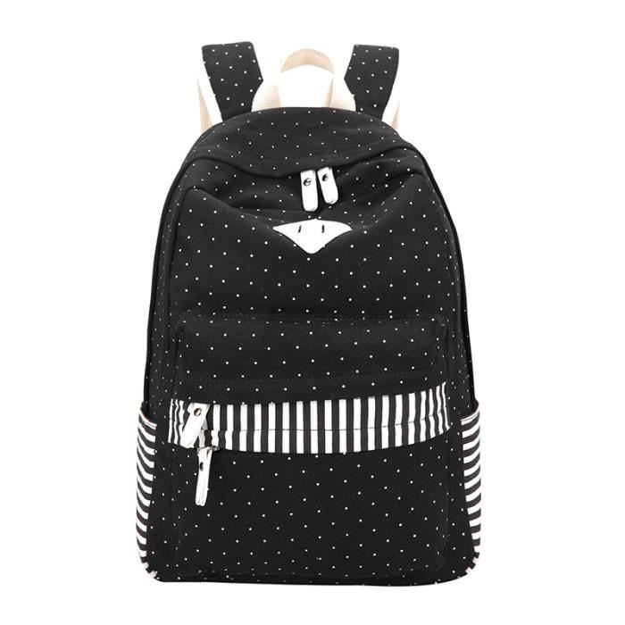 Sacs d'école Pour Les Filles Rayé Imprimé Dots Cartable Scolaire Sac a ...
