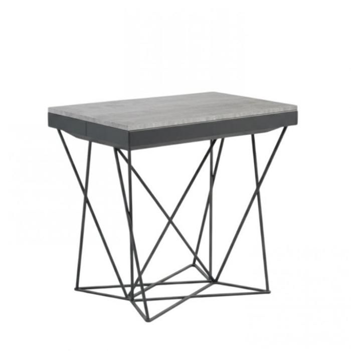 Table console extensible 12 couverts EXCEL 90 cm pieds métal ardoise ...