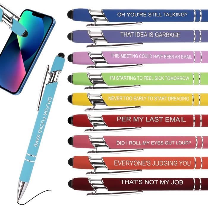 10 Pcs Stylo Bille, 2 En 1 Stylet Personnalisés Capacitif, 1,0 Mm ...