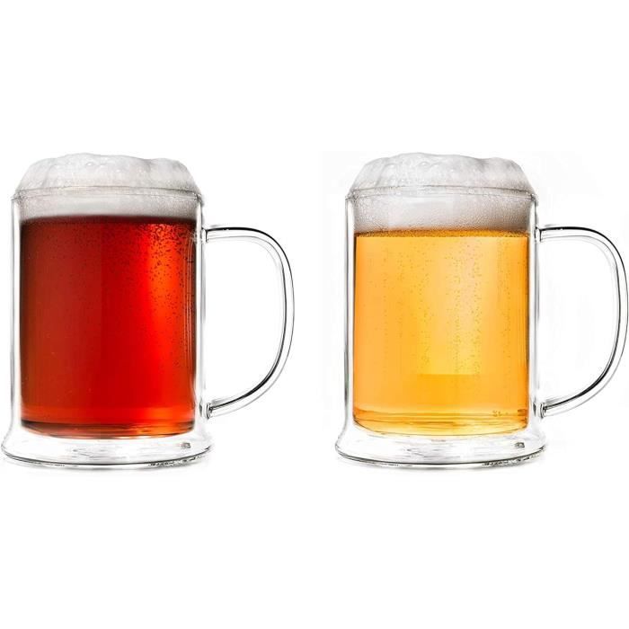 Set De 2 Verres À Bière À Double Paroi-Chope À Bière, 500Ml[J215 ...