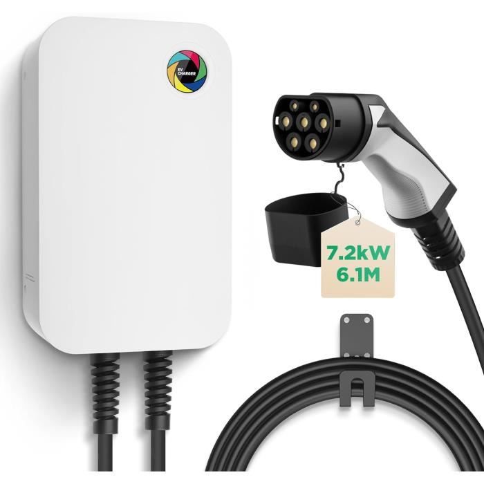 Wallbox Pour Véhicule Électrique, 7Kw Borne De Recharge Type 2 Monophasé Pour Véhicule ...