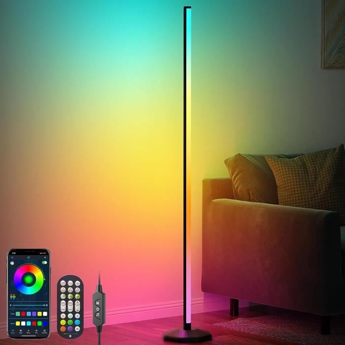 Lampadaire Sur Pied Salon, 125Cm Rgb Dimmable Lampe Sur Pied Avec App ...