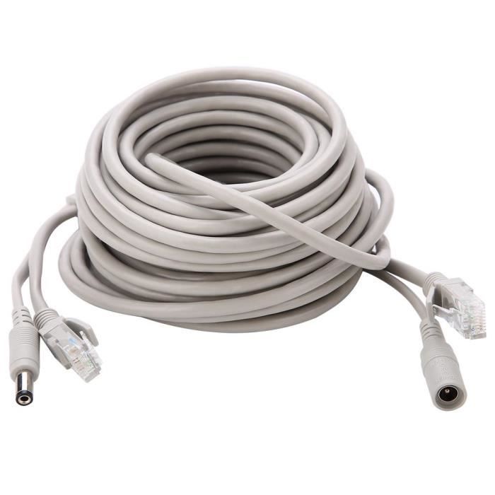 VINGVO câble CCTV Câble Ethernet CCTV RJ45 + DC 5M/10M/15M/20M pour ...