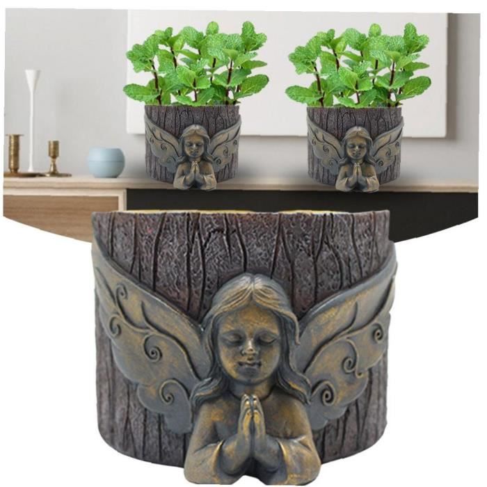 Abordable Prier Angel Flower Pot De Jardin Résine Succulents Jar ...