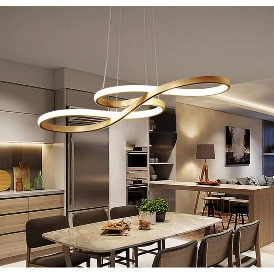 Lustre - suspension LED Courbé dimming avec télécommande Lustre Led ...
