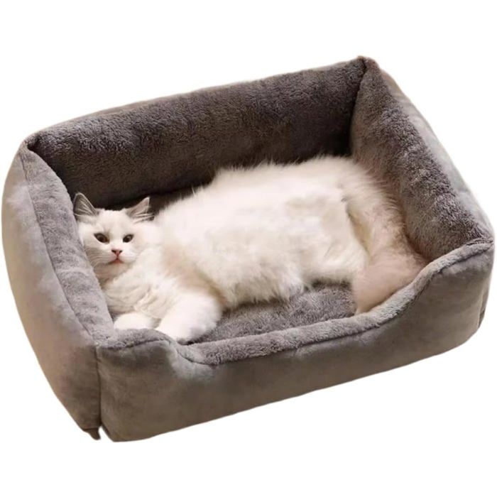 Lit pour animal, lit carré en peluche pour chien, lit chaud et épais ...