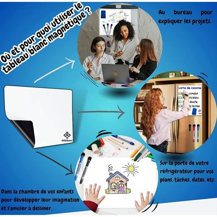Tableau Blanc Magnétique pour Frigo A3 Tableau Effaçable à Sec Aimanté ...