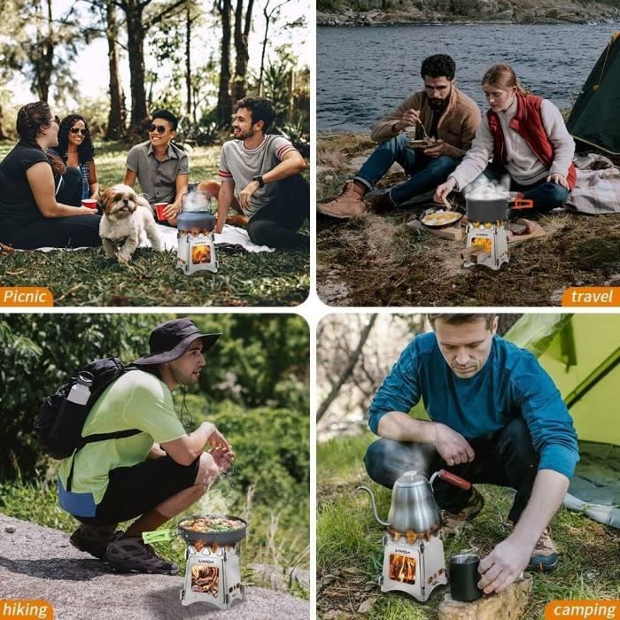 Rechaud Bois Poêle à Bois Mini Pliable Réchaud de Camping Hobo Poêle ...